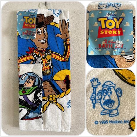 Nos 1995 Toy Story Woody Buzz Lightyear 2 Piece Bath Towel Set W Tags 90s Washcloth And Bath