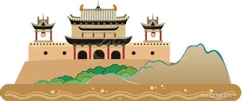 山西碛口古镇手绘插图图片下载 红动中国