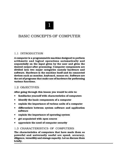 Icl Notes Basi C Concept S Of Comput Er Basic Concepts Of
