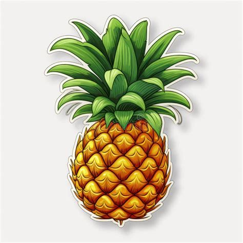 Yellow Pineapple Shaped Stickers With Green Leaves Ai Generated Stock