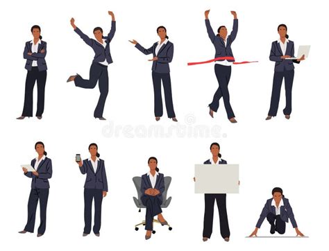 Business Woman In Different Poses Vector Isolated Stock Vector