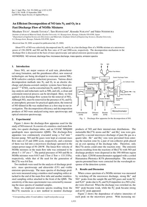 Pdf An Efficient Decomposition Of No Into N2 And O2 In A Fast