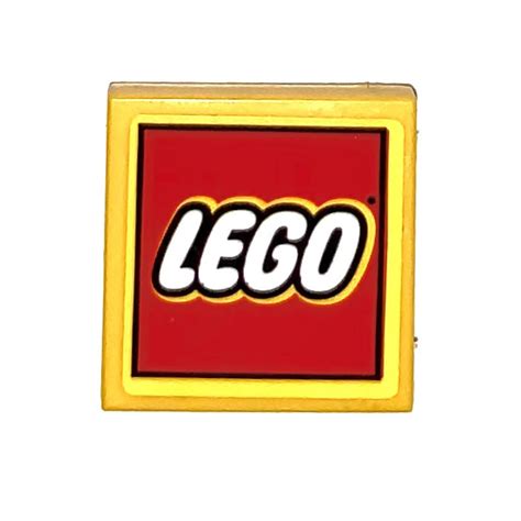 Lego Yellow Tile 2 X 2 With Yellow Framed Lego Logo Sticker With Groove