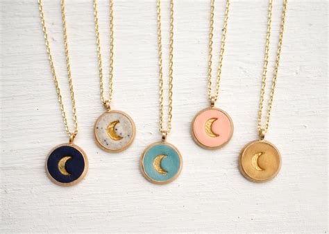 Gold Moon Necklace Celestial Jewelry Bridesmaid T Etsy