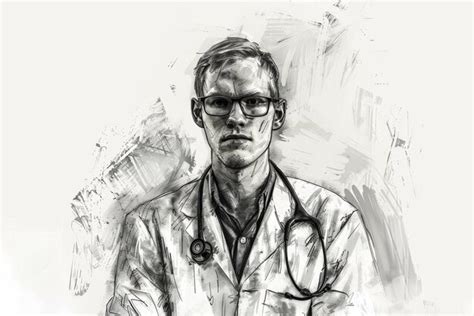 Photo Of A Drawing Of A Doctor With Glasses And A Stethoscope Premium