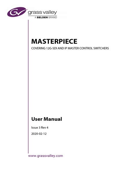Masterpiece 12g Sdi And Ip User Manual Issue 3 Rev 4 Pdf