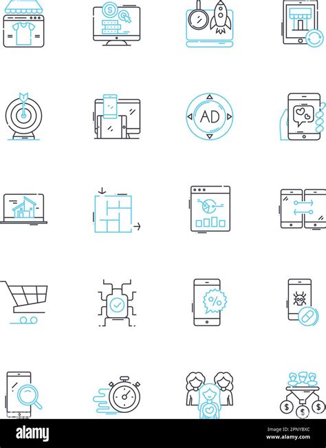 Social Advertising Linear Icons Set Promotions Campaigns Sponsorship