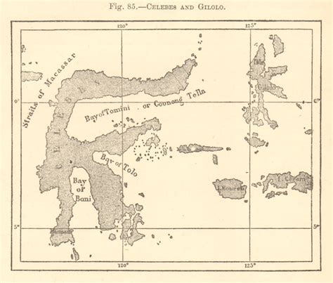 Celebes And Gilolo Indonesia Sulawesi Sketch Map 1886 Old Antique