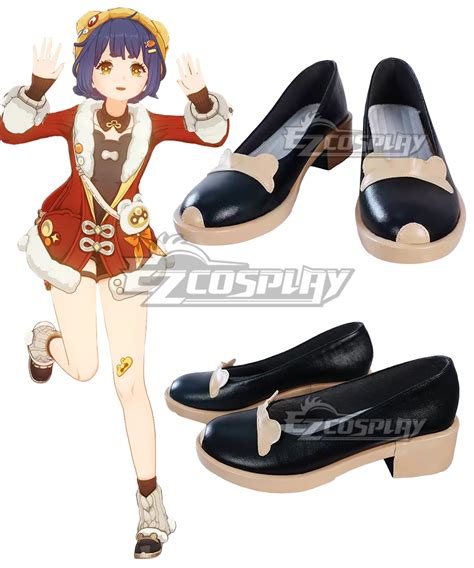Genshin Impact New Year S Cheer Xiangling Black Cosplay Shoes