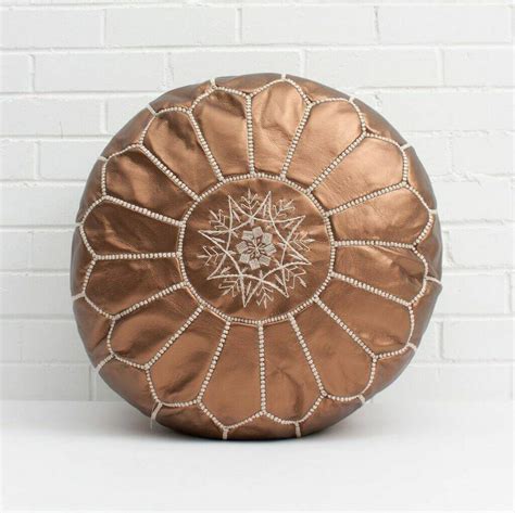 Moroccan Coloured Leather Pouffe By Bohemia