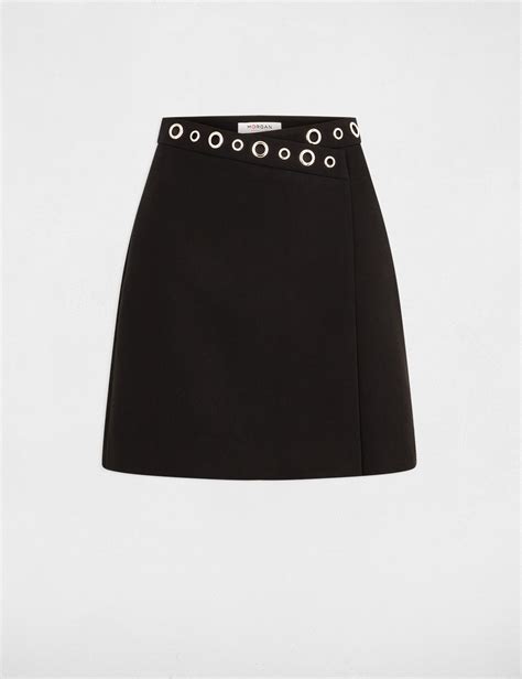 Mini Skirt Eyelets Details Black Women Morgan