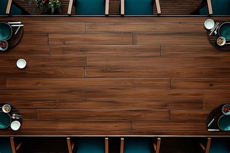 Premium Photo Top View Of Empty Restaurant Table With Realistic Design