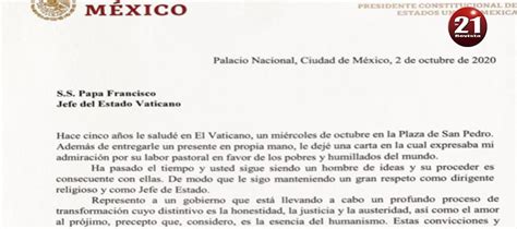 Esta Fue La Ridicula Carta Que Envio Amlo Al Papa Francisco Los 21