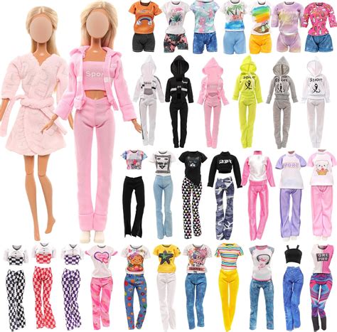 Barwa 8 Sets Doll Clothes Hooded Sports Suit Casual Outfits