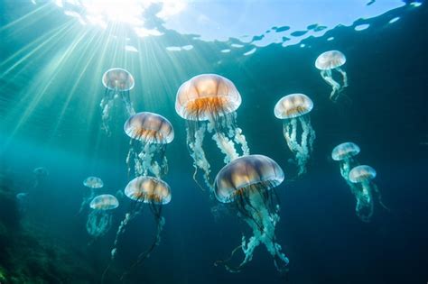 Premium Photo Jellyfish In Seawater Invasion And A Large Number