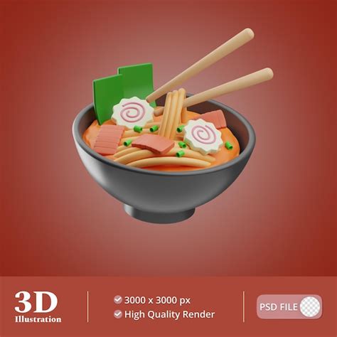 Premium Psd Japanese Ramen Noodle Illustration 3d
