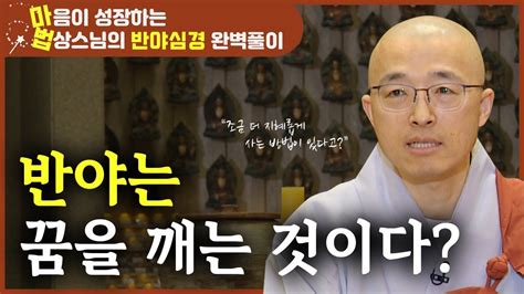 반야와 지혜는 완전히 같은 것이 아니다 반야는 꿈을 깨는 것이라고 마음이 성장하는 법상스님의 반야심경 완벽풀이 회 YouTube