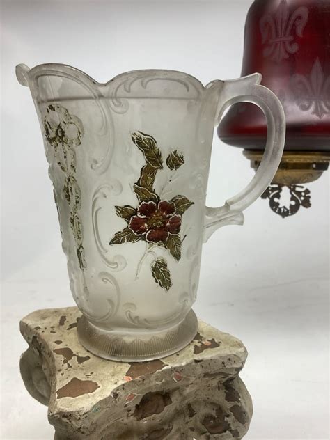 Frosted Glass Water Pitcher With Decoration From The Collection Of