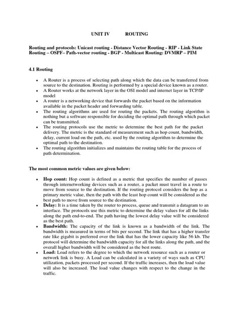 Cs3591 Unit 4 Pdf Routing Wide Area Network