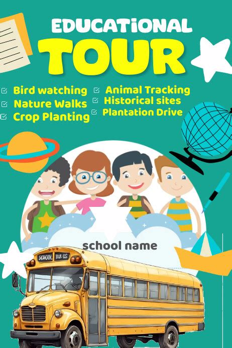 Aqua Joyful Educational Tour Poster Template Postermywall