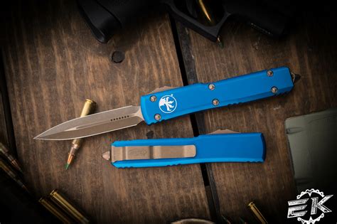 Microtech Ultratech Otf Automatic Knife Blue 34 Dagger Apocalyptic