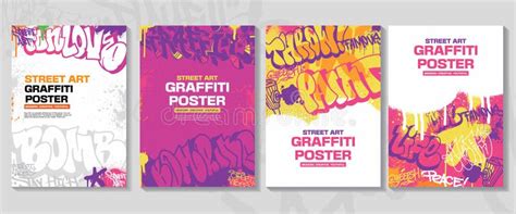 Modern Graffiti Art Poster Or Flyer Design With Colorful Tags Throw Up