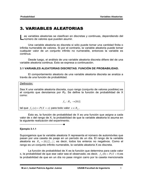 Variables Aleatorias Discretas Y Continuas