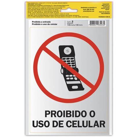 Placa P Sinalização 14x19 Proibida Entradacelular 891743 Pimaco Pt 2