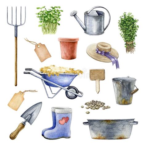 Watercolor Metal Flower Bucket Stock Illustrations 152 Watercolor