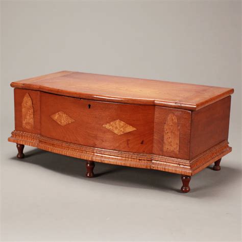 Lot 052 Cherry Dresser Box With Curly Maple Molding And Birdseye Maple