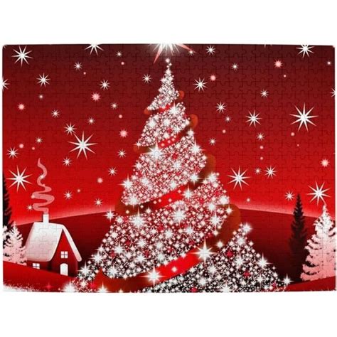 Puzzle En Bois Rouge Arbre De Nol 1000 Pices Puzzle Dimage Personnalis