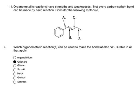Solved 11 Organometallic Reactions Have Strengths And Chegg