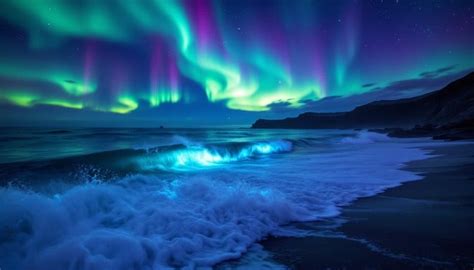 Free Luminous Ocean Aurora Image Aurora Bioluminescence Waves