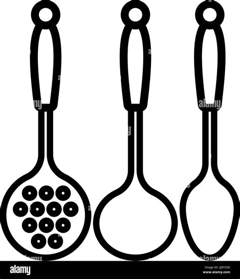 Ladle Set Icon Bold Outline Design With Editable Stroke Width Vector Illustration Stock Vector