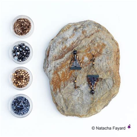 Boucles d oreilles tissées en micro macramé et perles de rocailles
