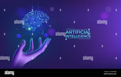 Ai Background Artificial Intelligence Hand With Brain Glowing Hologram Digital Data