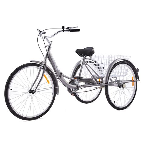Buy In Adult Tricycle Folding Trike W Carbon Steel Frame Bike Basket Gray Online At Lowest