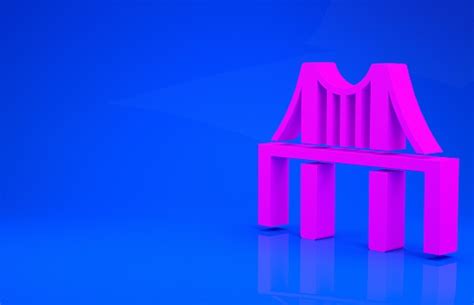 파란색 배경에 격리 된 핑크 골든 게이트 브리지 아이콘입니다 미국 샌프란시스코 캘리포니아 미니멀리즘 개념 3d 일러스트레이션 3d 렌더링 0명에 대한 스톡 사진 및 기타