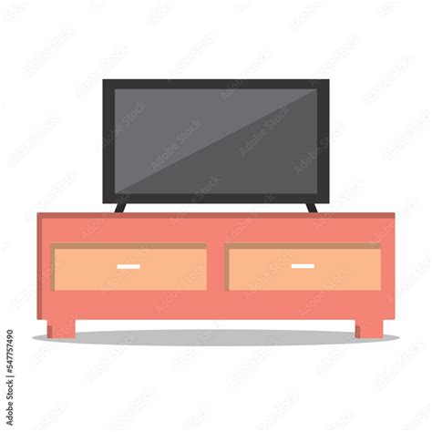 Furniture Cabinet Home Drawer Table Design Flat Vector Illustration