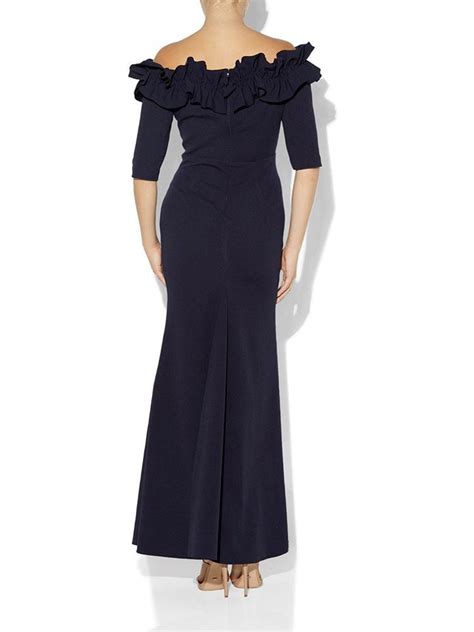 Azariah Navy Portrait Gown Montique Clothing