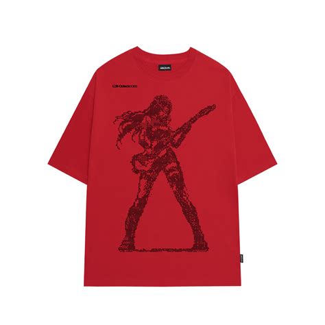 오드스튜디오 픽셀 락 스타 그래픽 오버핏 티셔츠 Red Orange