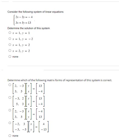 Solved Consider The Following System Of Linear Equations Chegg