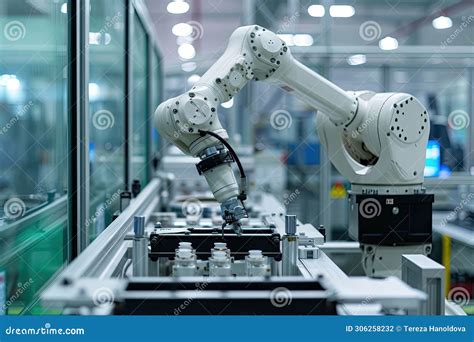 Robotic Arm For Electronic Assembly Line Smart Modern Factory Automation Using Advanced