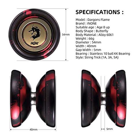 Inone Dragons Yoyo Non Responsive Yo Yos Aluminum Alloy Metal Unresponsive Yoyos Flame