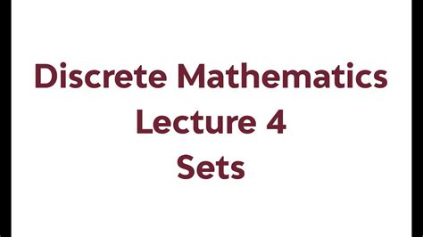 Sets Part 1 Discrete Mathematics Youtube