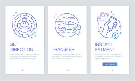 교통 및 탐색 개념 탑재 된 응용 프로그램 스크린입니다 모바일 애플 리 케이 션에 대 한 현대적이 고 간단한 벡터 일러스트 레이 션 연습 화면 템플릿 휴대폰 앱에 대한 스톡