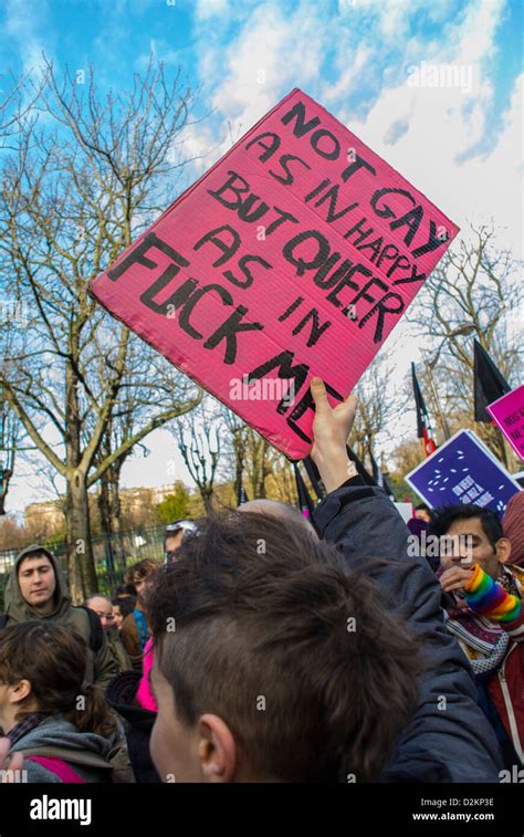 Paris France Crowd People French Lgtb Ngo Queer Groups Marching