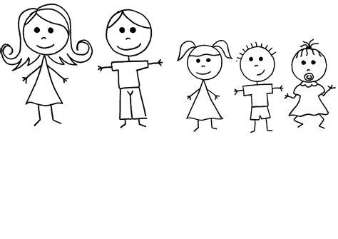 Stick Boy Girl Clipart Figure Clip Coloring Pages Friends Outline