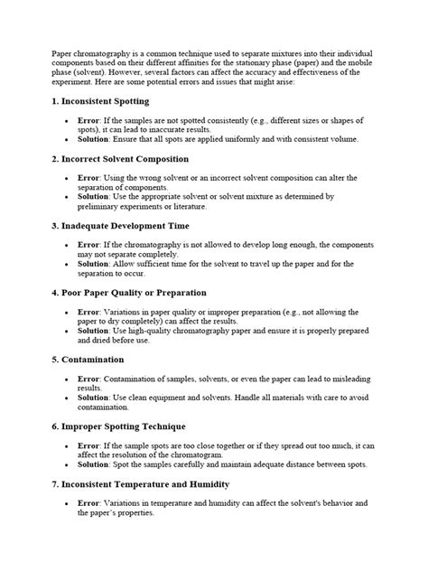 Errors Paper Chromatography Pdf Chromatography Applied And