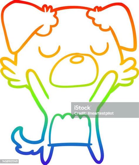 Dessin Au Trait Dégradé Arcenciel Dun Chien De Dessin Animé Vecteurs